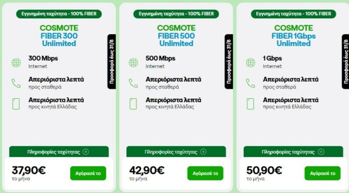 Cosmote: Οπτική ίνα μέχρι το σπίτι σε τιμές προσφοράς μέχρι 31/8 ...